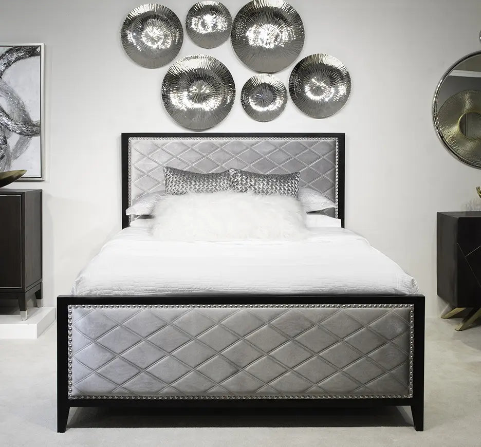 Princess Grey Velvet Bed | Complete Home Furnish