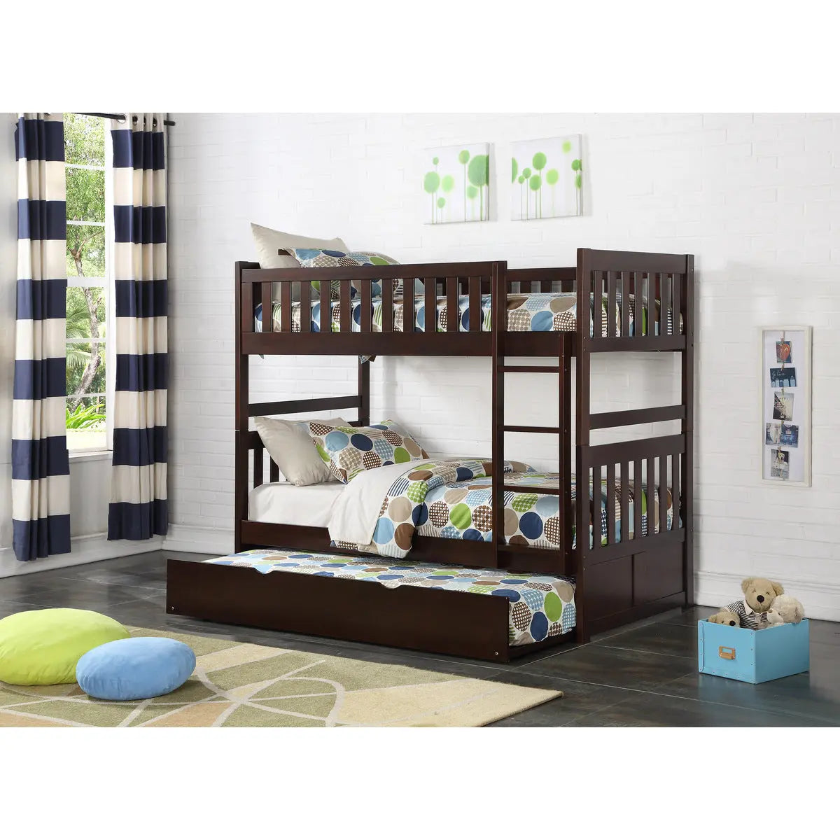 Rowe Twin Over Twin Bunk Bed in Dark Brown 2013TTE - Complete Home