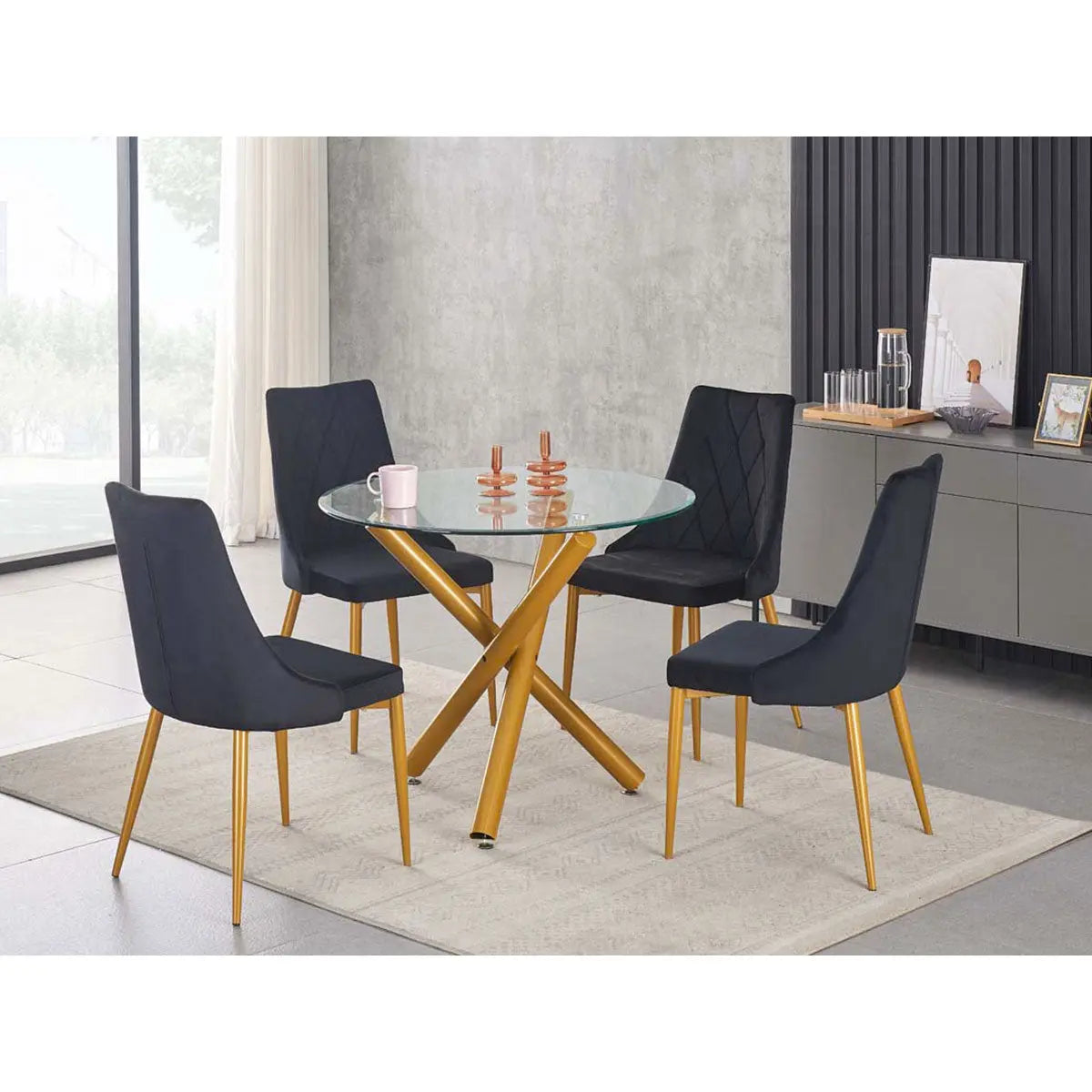 Titus Lavish 5pc Glass Dining Set | Complete Home