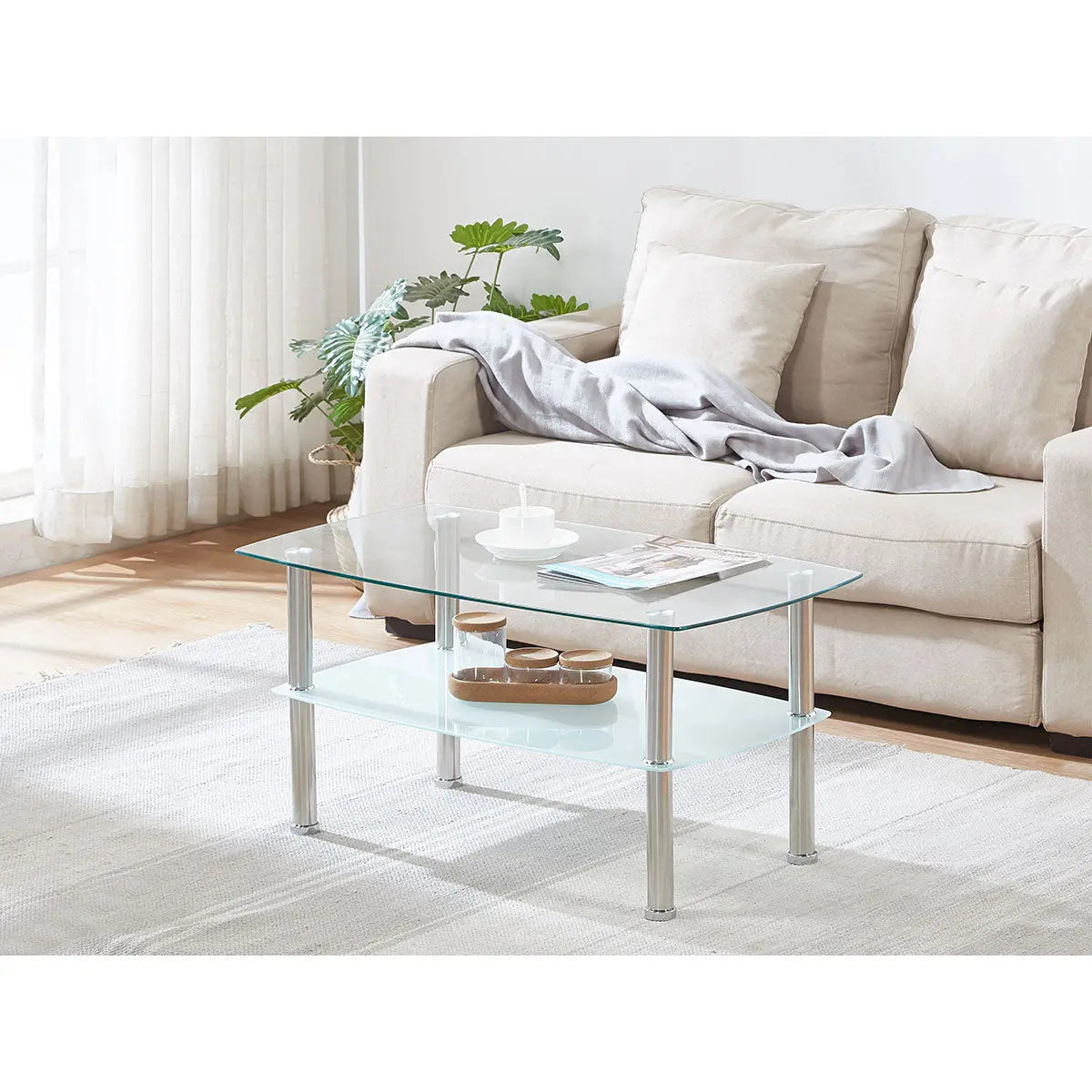 Titus Glass Coffee Table in Chrome | Complete Home