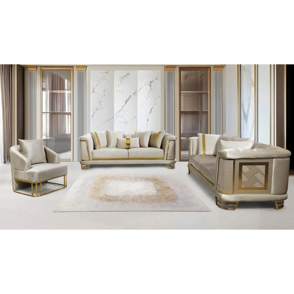 Luxe Sofa Set in Beige | Top Furniture Store in Brampton